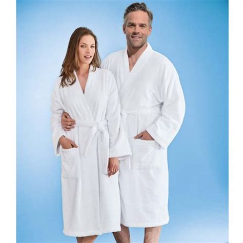 Original Peignoir Blanc En Coton Doux Et Absorbant Unisexe Prix Pas