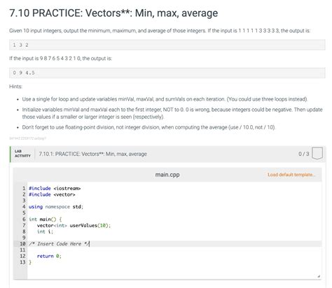 Solved C 7 10 PRACTICE Vectors Min Max Chegg Com