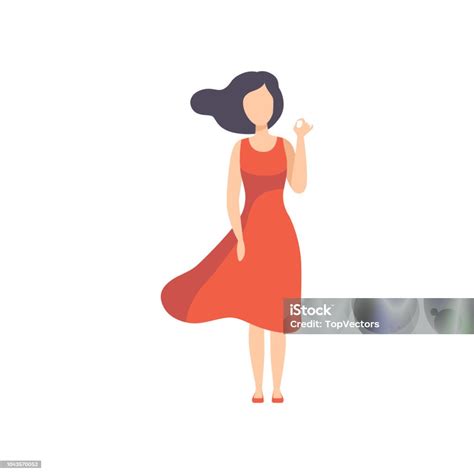 젊은 여성이 보여주는 확인 손 제스처 익명 여자 문자 몸짓 벡터 그림을 흰색 배경에 고립 갈색 머리에 대한 스톡 벡터 아트 및