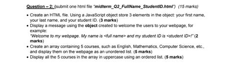 Solved Question 2 Submit One Html File