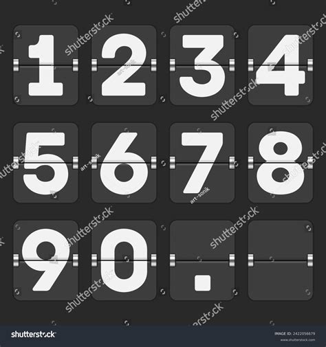 Flip Clock Numbers Set 0 9 Stock Vector Royalty Free 2422056679 Shutterstock