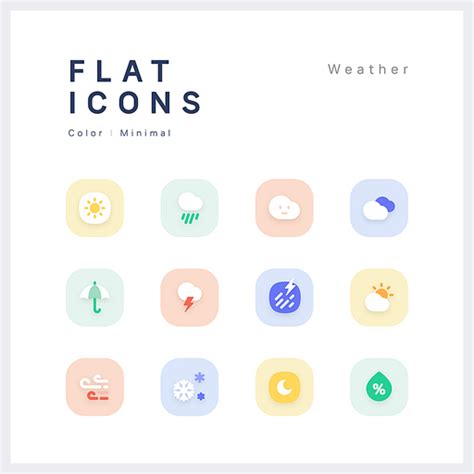 유토이미지 미니멀 컬러 플랫아이콘날씨