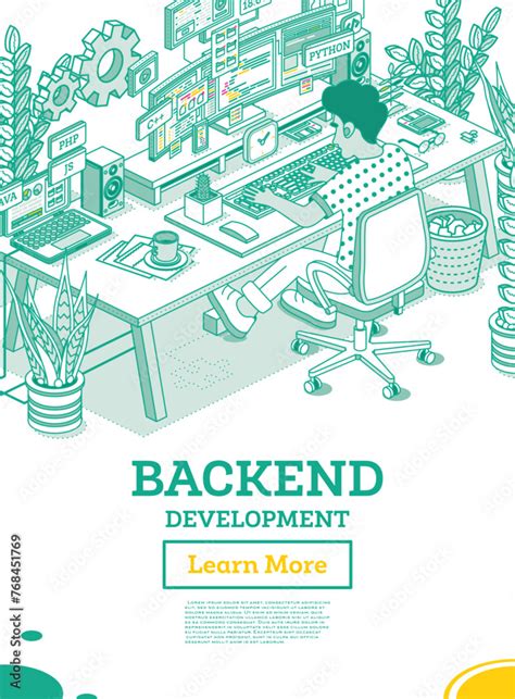 Backend Development On Computer Working Programmer Sit On Chair With