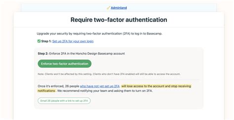 Two Factor Authentication 2fa Basecamp Help