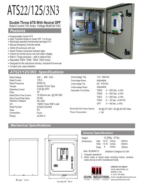 Ats22 125 3n3 Mcpherson Ats Catalog Manual Pdf Alternating Current Mains Electricity