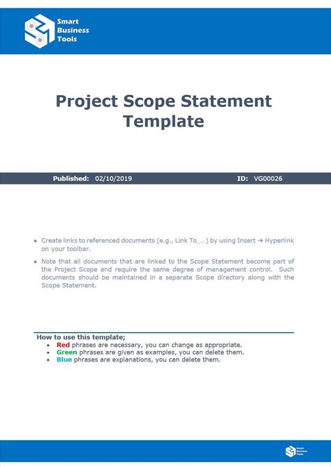 Project Scope Statement Template Etsy