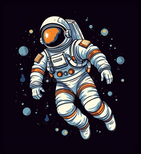 Astronaut Floating In Space Surrounded By Stars And Planets Stock Illustration Illustration Of