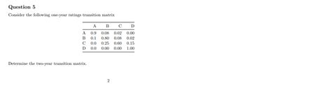 Solved Consider The Following One Year Ratings Transition