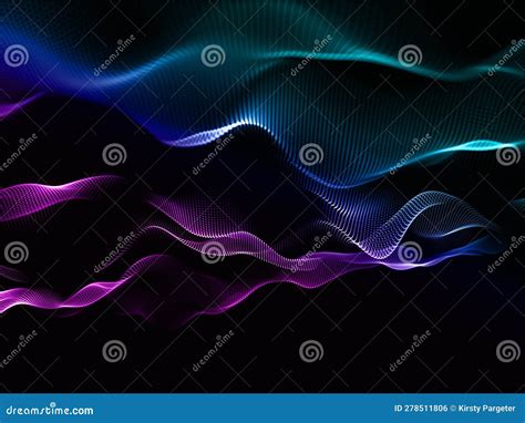 3d Abstract Network Technology Background With Flowing Particles Stock Illustration