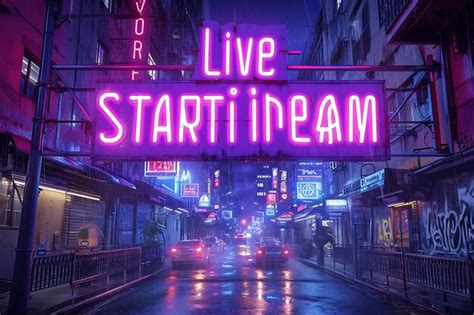 premium ai image photo of live stream starting text with a neon
