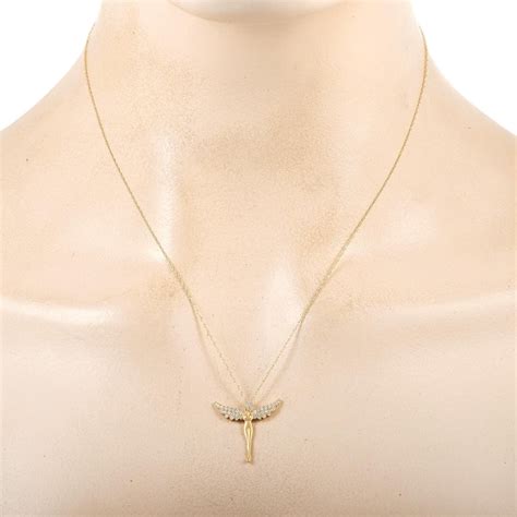 Lb Exclusive 14k Yellow Gold 019 Ct Diamond Angel Necklace At 1stdibs