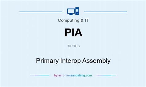 Pia Primary Interop Assembly In Computing And It By