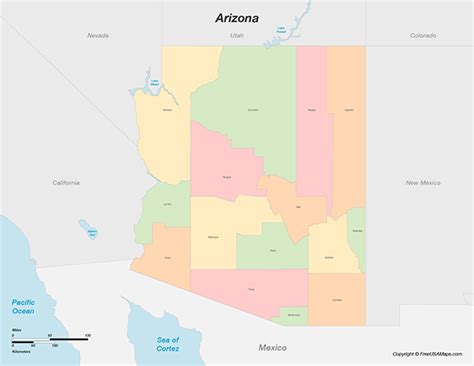 Printable Map Of Arizona With Cities Free Usa Maps