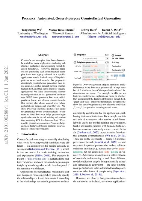 Pdf Polyjuice Automated General Purpose Counterfactual Generation