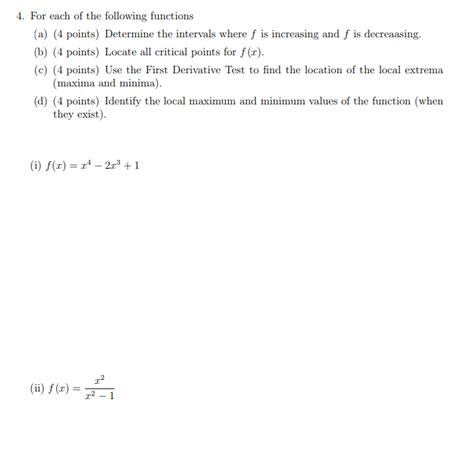 solved for each of the following functions a 4 ﻿points