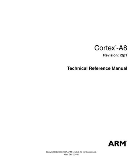 cortex a8 technical reference manual arm information center