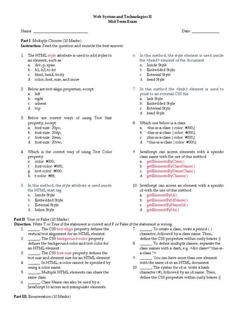 web system and technologies ii midterm exam download free pdf