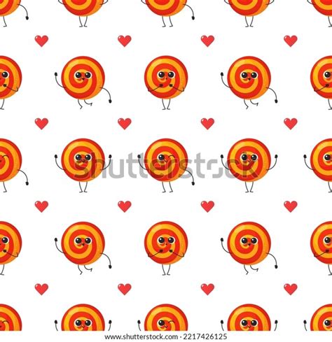 Cute Candy Pattern White Background Template Stock Vector Royalty Free