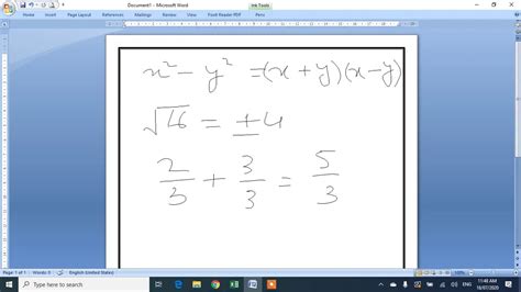 Very Easy Method To Write Math Equation In Ms Word Youtube