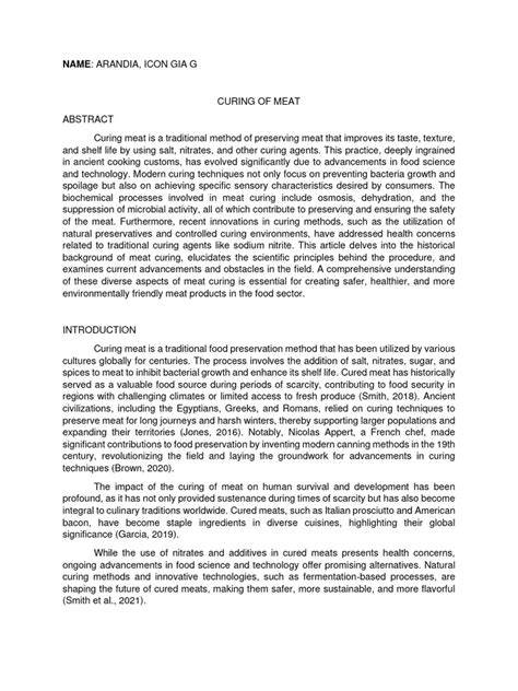 Curing Of Meat Pdf Curing Food Preservation Meat
