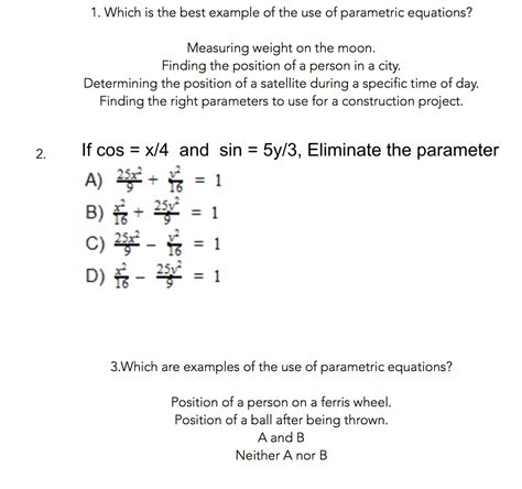 Solved Which Is The Best Example Of The Use Of Parametric Chegg Com