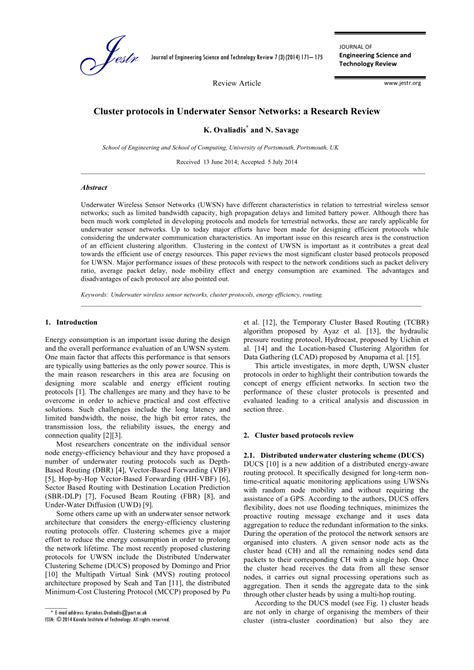 Pdf Cluster Protocols In Underwater Sensor Networks A Research Review