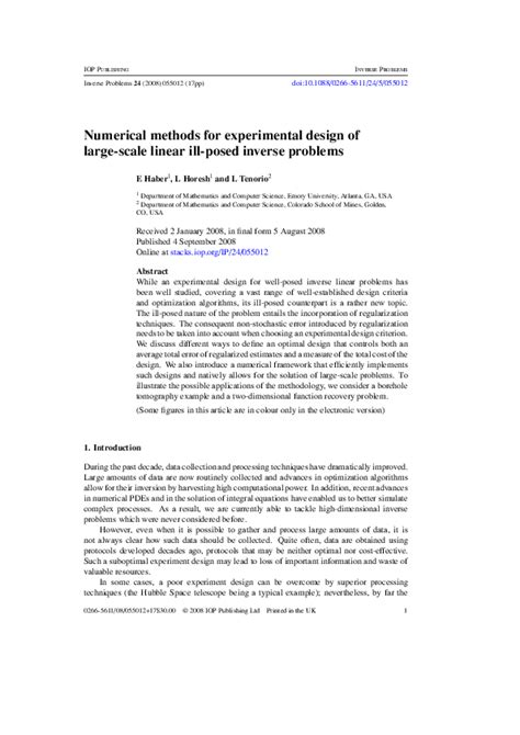 pdf numerical methods for experimental design of large scale linear