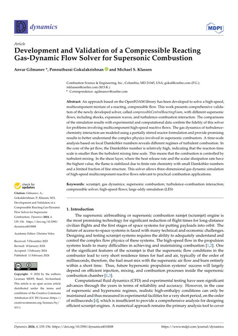 Pdf Development And Validation Of A Compressible Reacting Gas Dynamic