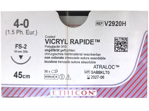 vicryl rapid 4 0 usp fs 2 45 cm 12 stk eske 3 x 12 v2920h