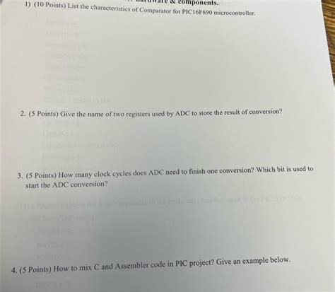 solved 1 10 points list the characteristics of comparator