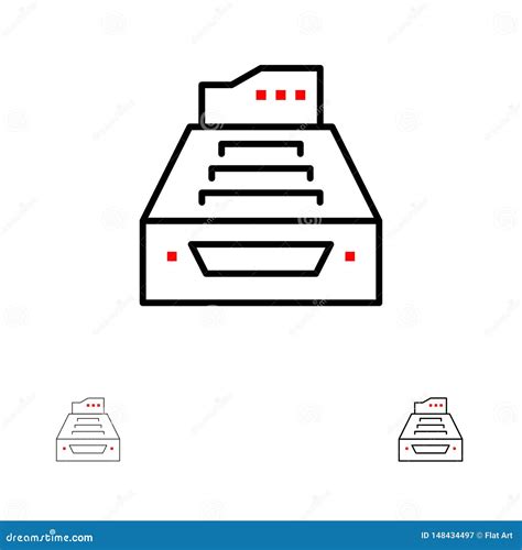 Files Accounting Accounts Data Database Inbox Storage Bold And Thin Black Line Icon Set
