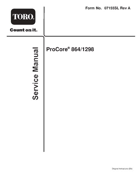 Toro Pro Core 864 1298 Aerator Service Repair Manual