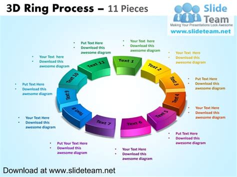 3 D Display Pie Chart Process 11 Pieces Powerpoint Presentation Slides
