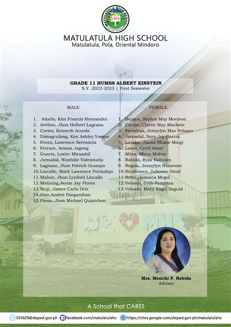 Grade 11 Humss Albert Einstein Matulatula High School