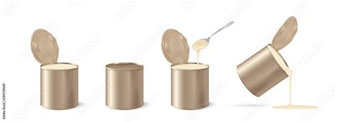 Metal Tin Realistic Condensed Milk Condensed Milk Can 3d Vector