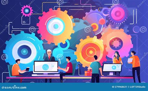 generative ai devops specialists work collaboration stock illustration