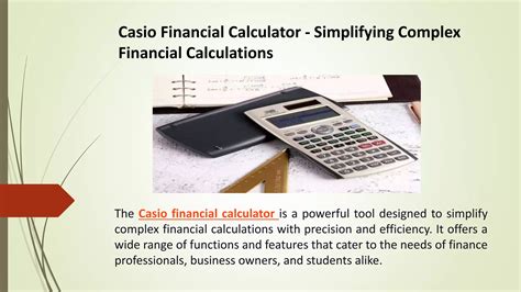 Casio Financial Calculator Simplifying Complex Financial Calculations Pptx