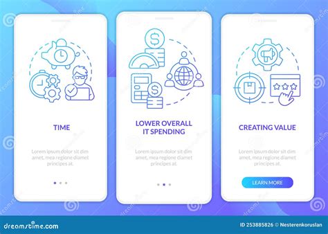 It Outsourcing Advantages Blue Gradient Onboarding Mobile App Screen