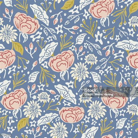 벡터 레트로 컬러 플라워 일러스트 스원스 반복 패턴 패션과 가정 및 주방 장식 프린트 패브릭 디지털 아트워크 0명에 대한 스톡 벡터 아트 및 기타 이미지 Istock