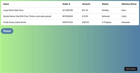 Resizable Tables Codesandbox