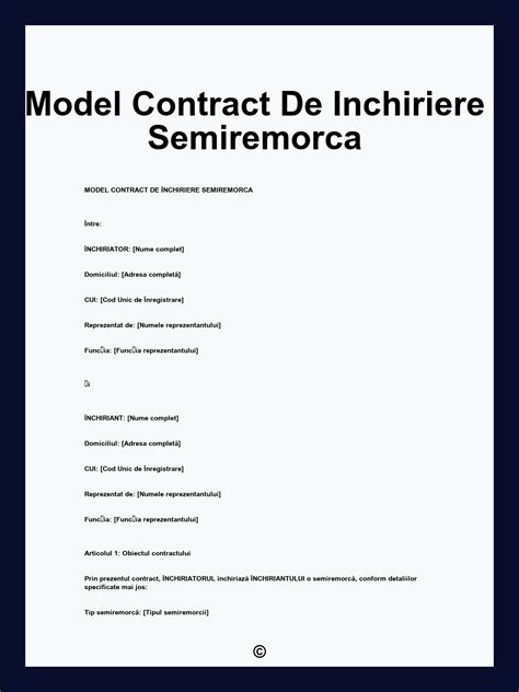 Model Contract De Inchiriere Semiremorca