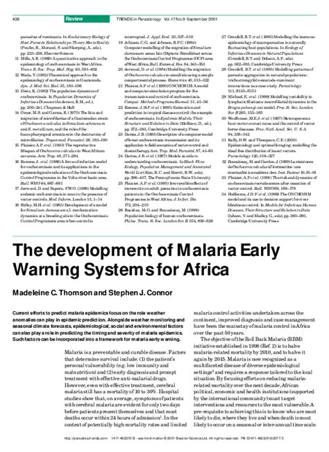 Pdf The Development Of Malaria Early Warning Systems For Africa