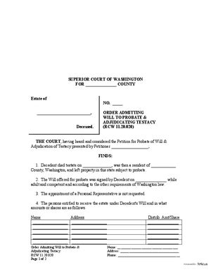 Washington Probate Forms Atticus® Forms