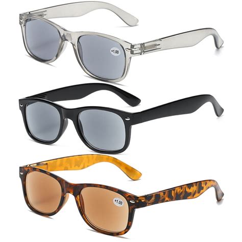 3 Pairs Of Square Classic Tinted Reading Glasses Retro Uv380
