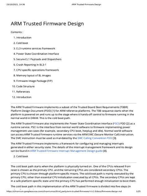 Arm Trusted Firmware Design Pdf Booting Central Processing Unit