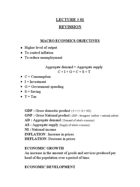 Macro Econmics Objectives Pdf