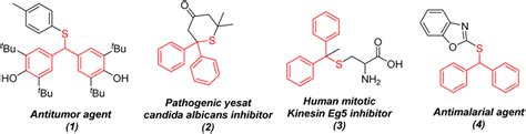 Representative Bioactive Molecules Containing A Diarylmethyl Thioether