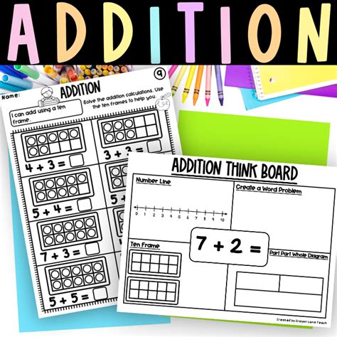 Addition Strategies Worksheets Number Line Ten Frames Word Problems Part Part Whole Made By