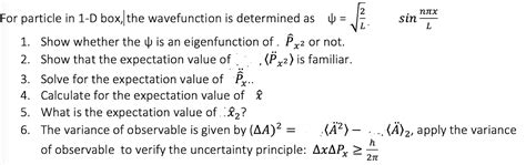Solved ηπχ L For particle in D box the wavefunction is Chegg