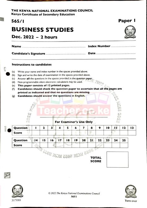 2022 Kcse Past Papers With Marking Schemes Ke